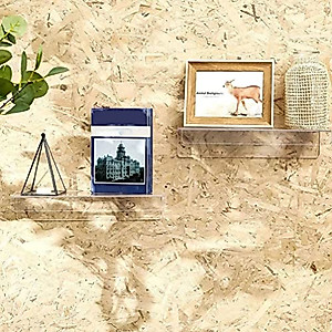 Yardwe Clear Hanging Bookshelf Clear Acrylic Floating Wall Ledge Shelf, 4 Pack 7 Wall Mounted Bookshelf, Invisible Rack, Nail Polish Rack and Vinyl Record Shelf Succulent Pot