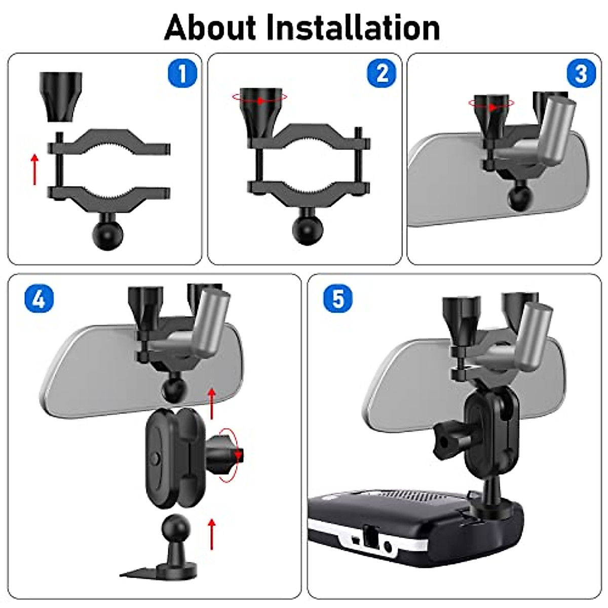SDSACZMU Radar Detector Mount,Rearview Mirror Stem Radar Detector Mount,for Escort Max, Max2, MAX360 Radar (Not Compatible with MAX360C & MAX3, Not Applicable to Radar Mount with Magnetic Connection)