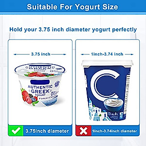 Yogurt Organizer for Fridge, Yogurt Holder for Refrigerator Greek and Vegan Yogurt Organizer Slider Yogurt Organizer Sliding Yogurt Holder w/ Adhesive Tapes for 4 Yogurts of 3.75 inch, 2 Pack