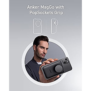 Anker 622 Magnetic Battery (MagGo with PopSockets Grip), 5,000mAh Wireless Portable Charger with Swappable PopGrip and Stand, USB-C for iPhone 14/13/12 Series (Black)