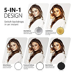 NEEWER 32 Inch/80 Centimeter Light Reflector Light Diffuser 5 in 1 Collapsible Multi Disc with Bag - Translucent, Silver, Gold, White, and Black for Studio Photography Lighting and Outdoor Lighting