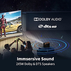 WEMAX Dice Portable Projector, Mini Outdoor Projectors 4K Supported for Movie, 3 Hrs Battery Video Time, Android TV, 1080p Full HD, Dual Dolby Audio DTS-HD Speakers, Auto Focus, Auto Keystone