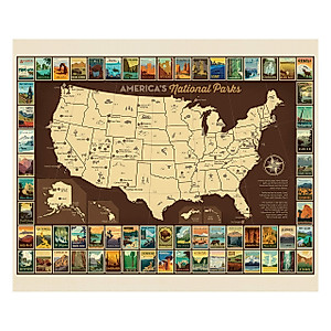 Riley Blake National Parks Poster Panel Map 36"x43",Quilting Fabric