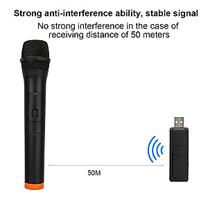 Microphone, VHF Handheld Cordless Dynamic Mic System with USB Receiver for Karaoke Wedding Party Singing Classroom