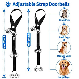 JIMEJV 2 Pack Dog Doorbells, Pet Training Bells for Go Outside Potty Training and Communication Device Large Loud Dog Bell Cat Puppy Interactive Toys Adjustable Strap Door Bell