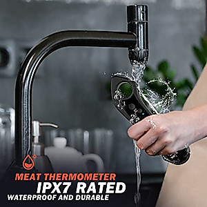 Digital Meat Thermometer for Cooking, Biison Wireless Instant Read Meat Thermometer Waterproof, Backlight, Ultra-Fast Accurate & 180°Foldaway Probe Kitchen Thermometer, Idea for Turkey/Grilling