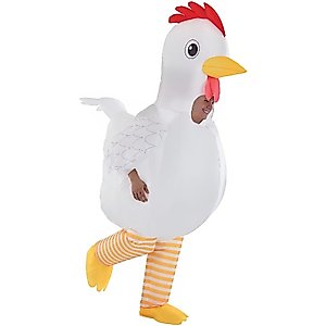 White Chicken Inflatable Plastic Jumpsuit Costume for Adults - 1 Set - Perfect for Parties & Entertainment