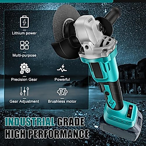 Cordless Angle Grinder for Makita Battery, ConBlom 4 Inch Brushless Power Metal Grinder Tool 8,000RPM, Battery Angle Grinder 3 Speed Control for Cutting, Grinding (Tool Only)