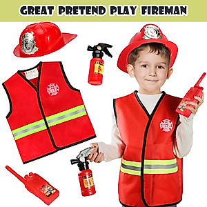 Cocojeci Boys Dress up Trunk Costumes Set,15pcs Pretend Role Play Set Fireman, Police, Construction Worker Costume with Accessories for Kids Ages 3-7