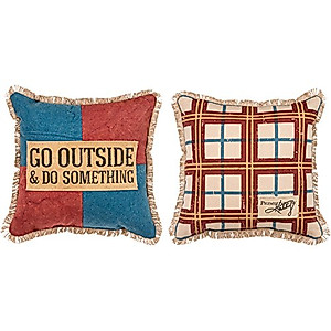 Primitives by Kathy Canvas Go Outside Throw Pillow, 12-Inch Square