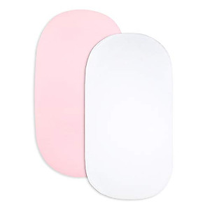 Burt's Bees Baby - Bassinet Sheet, Fitted Unisex Boy Girl 100% Organic Jersey Cotton Bassinet Sheet for Standard Bassinet Mattress (Blossom/White, 2-Pack)