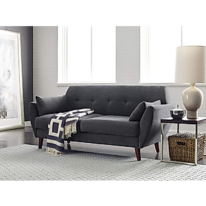 Serta Artesia Collection Midcentury Modern Sofa with Tapered Legs, Easy to Clean, Microfiber Couch Fabric, Durable Hardwood Construction, 61" Loveseat, Dark Gray