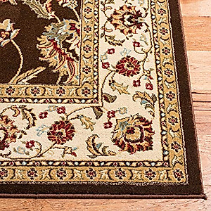 SAFAVIEH Lyndhurst Collection 2'3" x 12' Brown / Ivory LNH553 Traditional Oriental Non-Shedding Living Room Bedroom Runner Rug