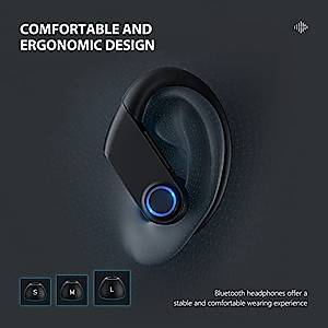 seenda Bluetooth Earbuds Wireless Headphones, True Wireless Stereo Sports Earphones, Bluetooth 5.0, IPX7 Waterproof Stereo Sound, Sweatproof Over Ear Earphones for Sports Running Workout Gaming Black