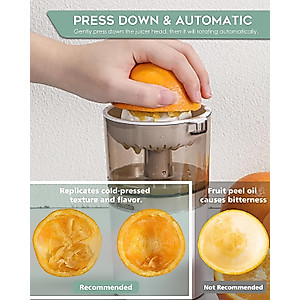 Cordless Electric Lemon Juicer Squeezer, AYOTEE Portable Electric Citrus Juicer with USB Cable and Spoon, Lemon and Lime Squeezer, Electric Orange Juicer Squeezer, Rechargeable Lime Juicer (White)