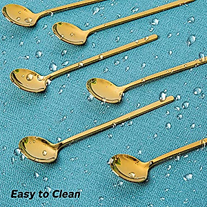Pack of 8, Gold Plated Stainless Steel Espresso Spoons, findTop Mini Teaspoons Set for Coffee Sugar Dessert Cake Ice Cream Soup Antipasto Cappuccino, 5.3 Inch