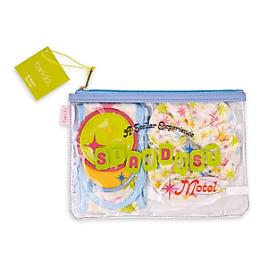 ban.do Time Out Home Spa Set, Self Care Kit Includes Spa Headband, Scrunchie, 2 Reusable Makeup Remover Pads, and Zipper Pouch, Starburst