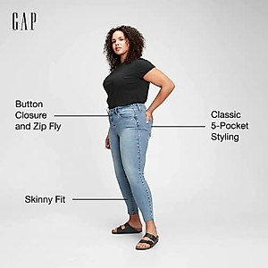 GAP Womens High Rise Skinny Fit Jeans, Light Indigo 6, 29 Regular US