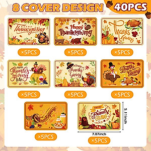 40 PCS Thanksgiving Leftover Containers with Lids,8 Designs Thanksgiving Aluminum To Go Containers Disposable Food Storage Pans for Thanksgiving Hosting & Cookie Exchange Thanksgiving Party Supplies