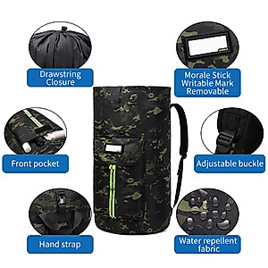SUOVOCK laundry bag backpack, extra-large heavy duty laundry bags, laundry backpack for college students,Designed with reflective strips and ID Patches（Black CP）