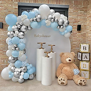 Baby Blue And White Balloons Arch Kit Blue Balloon Garland Kit Blue White Silver Balloons For Birthday Bridal Shower Wedding Winter Baby Shower Decorations For Boys winter wonderland party decorations