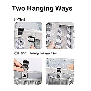 WSNM Hanging Diaper Organizer,Baby Bed Hanging Organizer,Nursery Organization Baby Diaper Holder, Diaper Stacker Storage for Crib, Playard, Changing Table or Wall with 2 Buckle straps (Gray)