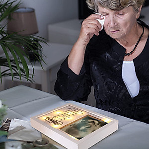 Karenhi Loving Memory Sympathy Gift Memorial Gift Sympathy Gift for Loss of Loved One 8" x 10" LED Memorial Shadow Photo Box Fits 6 x 4 in Pictures Photos