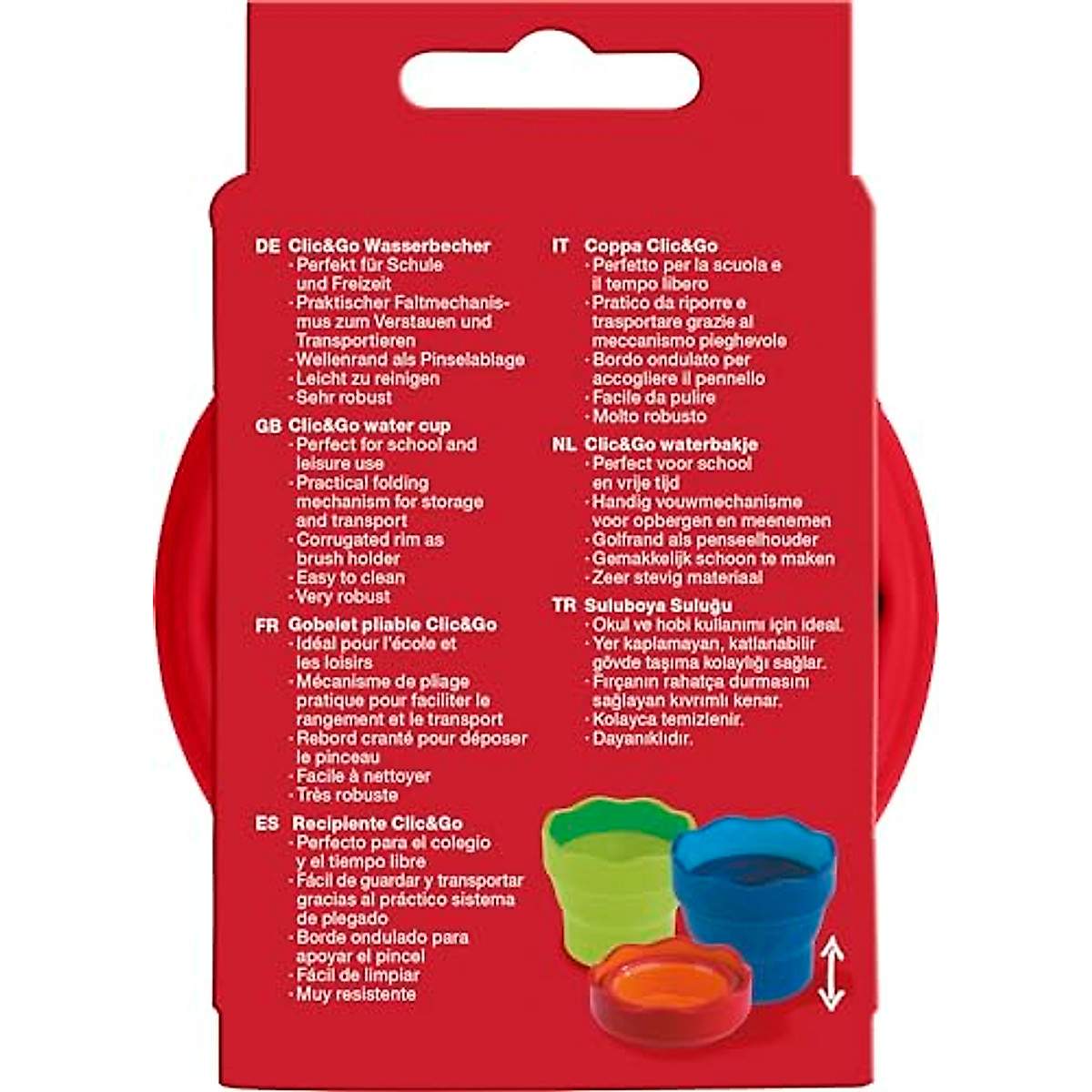 Faber-Castell Clic & Go Portable Paint Water Cup with Brush Holder, Turquoise - Collapsible Paint Brush Cleaner Rinse Cup, Travel Friendly Painting Accessories, 1 Count (Pack of 1)