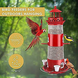 Decflow Bird Feeders for Outdoors Hanging, Wild Bird Feeder for Outside Bird, 4 lbs Large Capacity Durable Metal Bird Seed Feeder for Small Birds