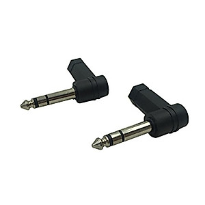CERRXIAN Right Angle 1/4 Male to 1/8 Female Adapter, 90 Degree 6.35mm 3 Pole Male to 3.5mm Female Stereo TRS Headphone Audio Converter Connector(2-Pack)