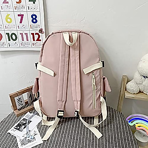 Simple Canvas Backpack Large Capacity College Student Hit Color Laptop Schoolbag