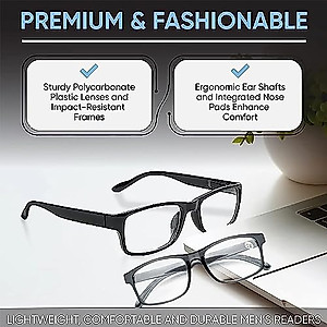 Voitead HD reading glasses men anti-blue light anti-fatigue fashion middle-aged and elderly glasses (2 Grey 1 Black, 2, multiplier_x)