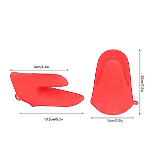 2 Pairs Mini Oven Gloves, Silicone Oven Mitts Heat and Slip Resistant Silicone Mini Potholders Mitts Kitchen Finger Grips for Kitchen Cooking and Baking(red)