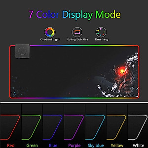 Gaming Mouse Pad-RGB Mouse Pads, Large Extended Mousepad with 7 Lighting Modes 6 Brightness Levels, Non-Slip Rubber Base Mouse Pad 31.5x11.8 Black