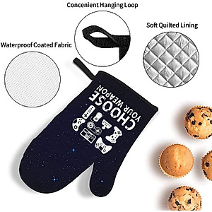 Choose Your Weapon Gamer Oven Mitts and Pot Holders Set of 4 Kitchen Set for Cooking