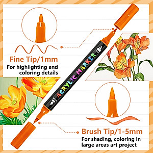 IVSUN 60 Colors Acrylic Paint Markers, Dual Tip Acrylic Paint Pens with Brush and Fine Tips for Rock Painting, Canvas, Wood, Glass, Metal, Ceramic, Calligraphy, Card Making, DIY Crafts