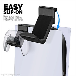 BRAINWAVZ PS5 Game Controller Console Holder Mount (2 Pack) for Playstation PS5 DualSense Gamepad, Hook-On Hanger Design, No Damage or Adhesive (Black)