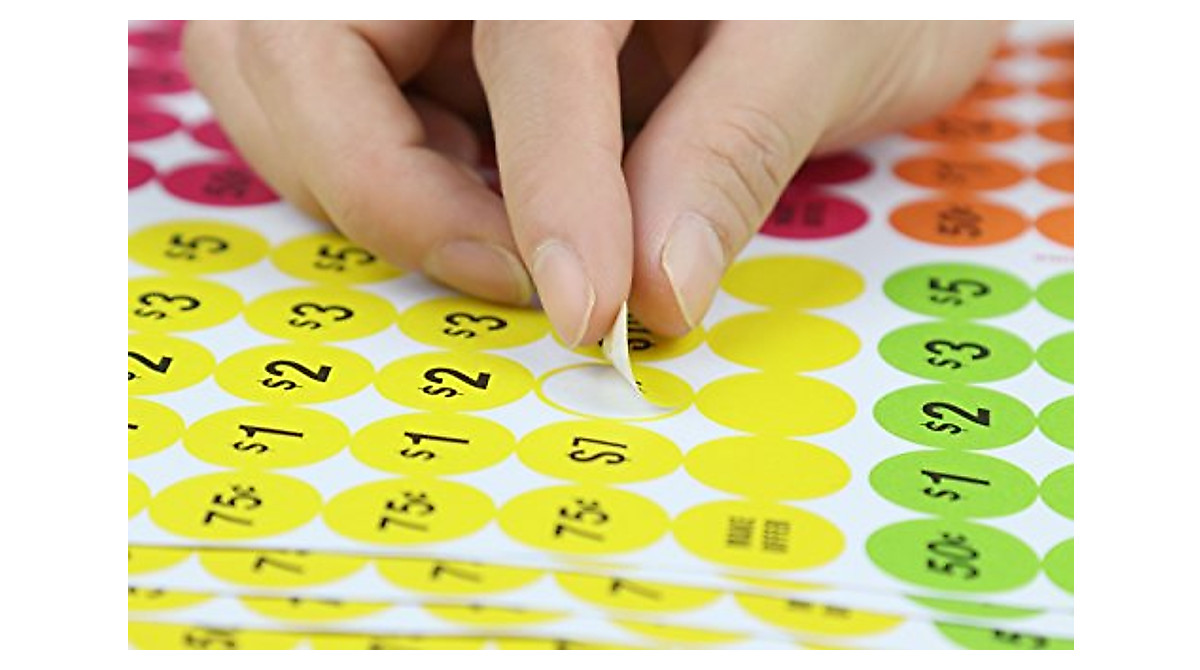 Garage Sale Price Stickers Pack - Bright Colors, 4060 Stickers