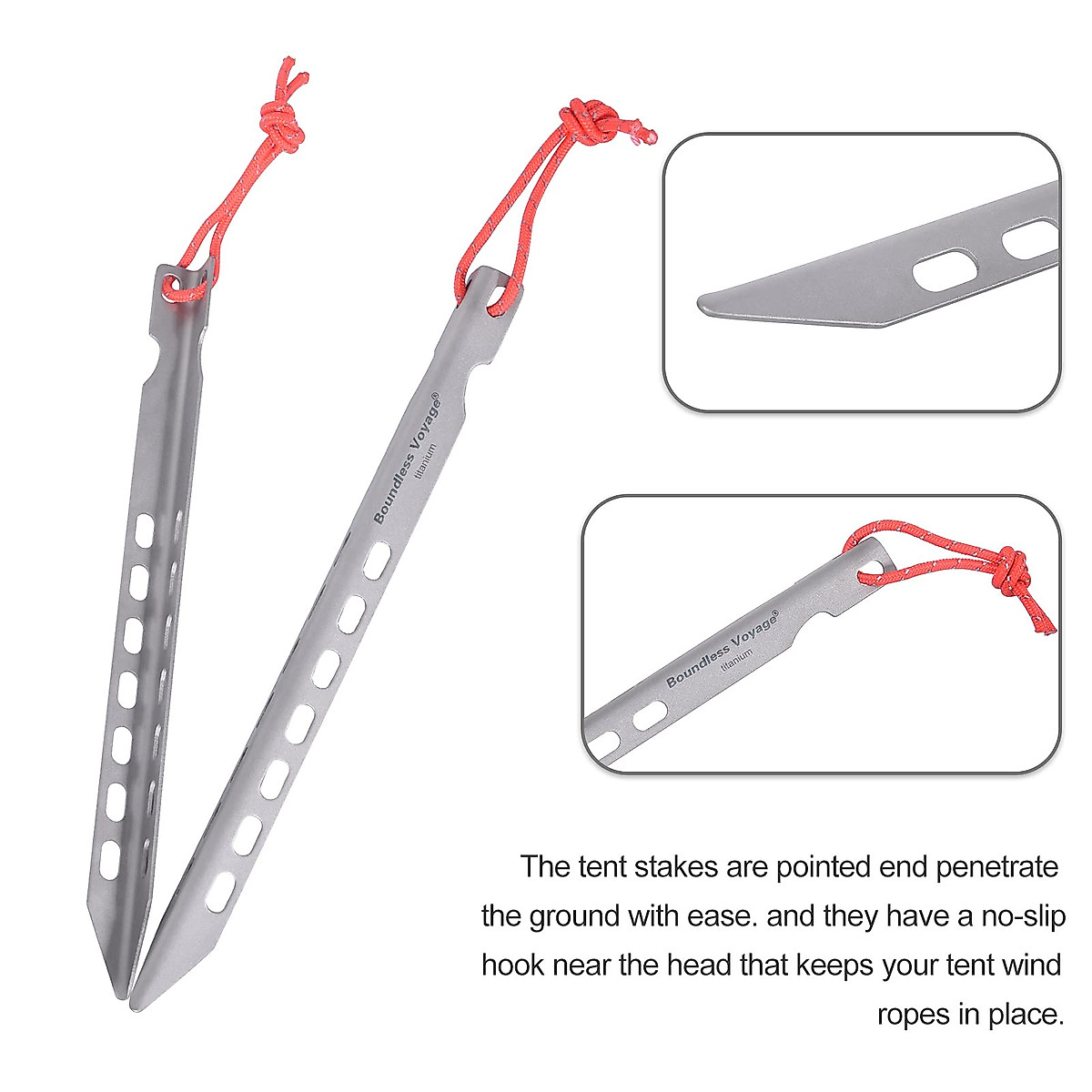 iBasingo 6pieces/Lot Ultralight Titanium Tent Pegs Outdoor Camping Tent Stakes for Sand Heavy Duty Portable Tent Nail for Garden Picnic A-Ti4008P