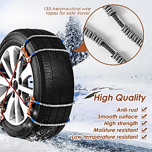 QIYISS Snow Chains, Tire Chains for SUV Car Pickup Trucks, Universal Adjustable Emergency Traction Chains, Tire Width 195 205 215 225 235 245 255 265MM 8pack