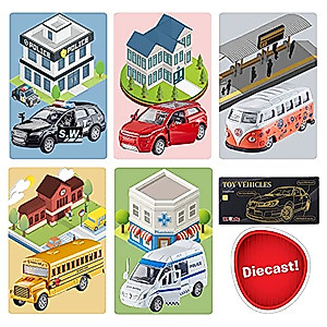 KIDAMI Die-cast Metal Toy Cars Set of 5, Openable Doors, Pull Back Car, Gift Pack for Kids (Official Car)