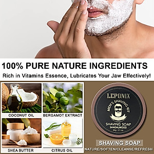 Shaving Kit for Men-Includes Straight Edge Razor Kit, Sandalwood Shaving Soap, Shaving Cream, Mens After Shave Balm, Pre-Shave Oil,Shaving Brush and Bowl, Gift Set Stocking Stuffers (Sandalwood)