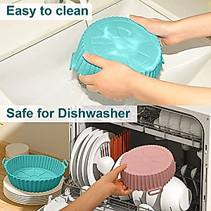 Air Fryer Silicone Pot, XIILSIE 2Pcs Round Food Safe Non Stick Air Fryer Basket Accessories, Reusable Replacement of Flammable Parchment Liner Paper Fits 3QT - 5QT Air Fryer