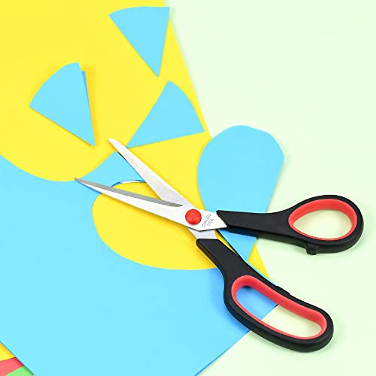 Multipurpose Sharp Scissors Set of 5, Premium Stainless Steel Blades, Comfort Grip Handles, Fabric Craft Scissors for Office School and Home, Right/ Left handed, 5.5/6.8/7.6/8/9.5inch (Black, Red)…