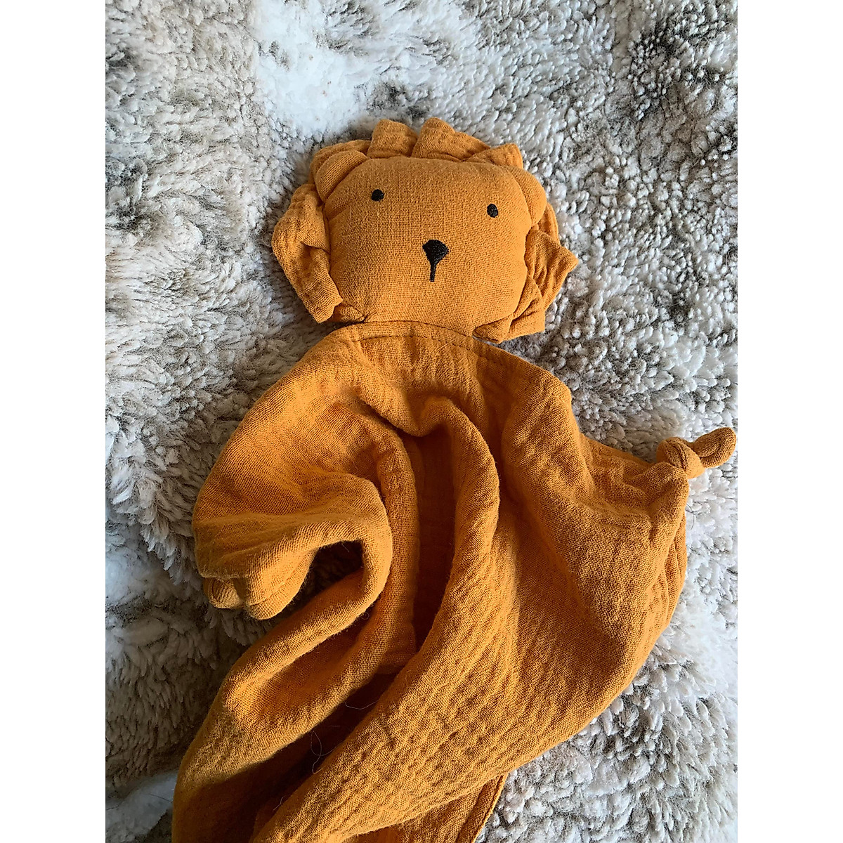 Calendula Gifts 100% Organic Cotton Muslin Animal Baby Blanket Lovey (Yellow Lion)