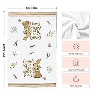 Artoid Mode Carrots Rabbit Bunny Happy Easter Kitchen Towels Dish Towels, 18x26 Inch Seasonal Spring Summer Holiday Decoration Hand Towels Set of 2