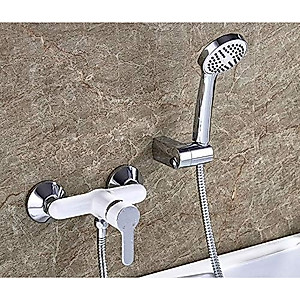RONPOTY Kitchen Taps Bathroom Bathtub Faucet 1 Set Cold Hot Water Bath Bathtub Faucets Outlet Pipe Surface Chrome Plated Shower Head
