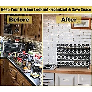 Ardier 4 Tier Countertop Spice Rack Organizer for Kitchen Cabinet Pantry or Wall Mount, Matte Black (Jars Not Included)