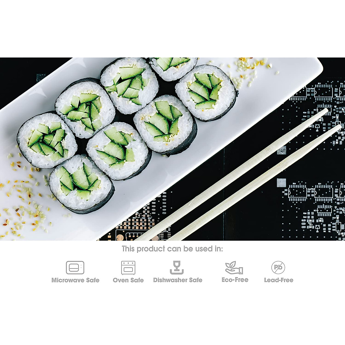 Furmaware 9.7" Rectangle Serving Plates, Ideal for Serving Your Favorite Platter Sized Perfectly for Appetizer, Sushi, Tapas, Taco, Dessert Platters, Raised Lip White Porcelain Tray - Set of 4