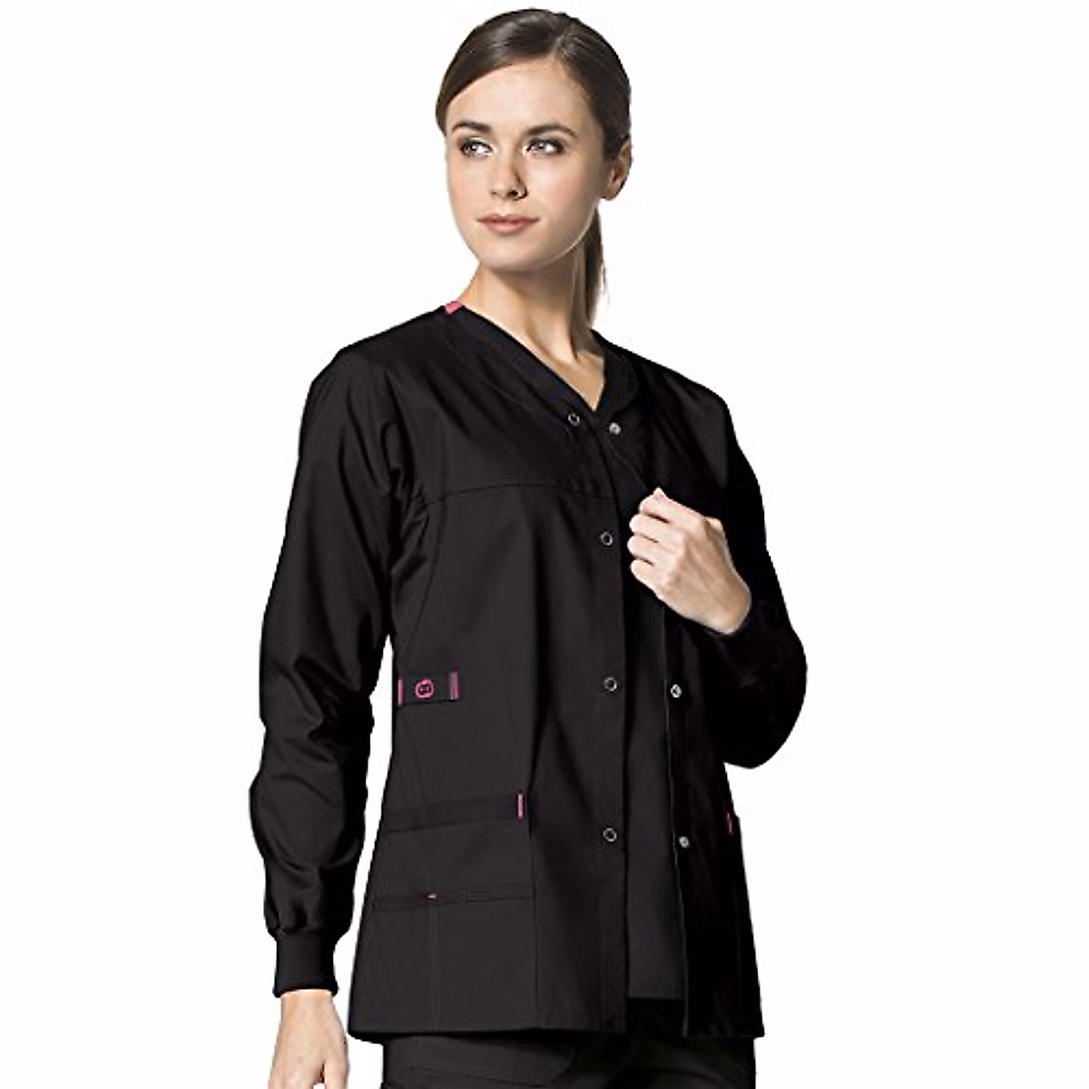 WonderWink Women's Wonderflex Constance Scrub Jacket, Black, Small